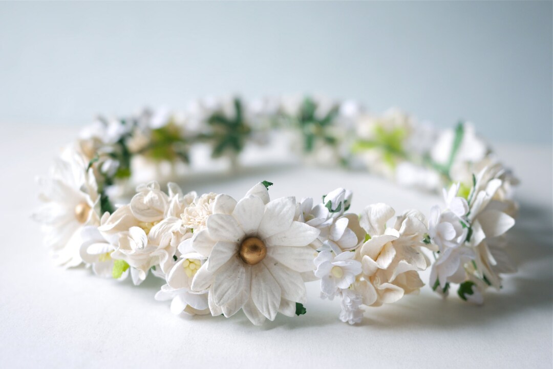 Paper Flower, Crown, Headband, Wedding, White, Cream and Ivory Color ...