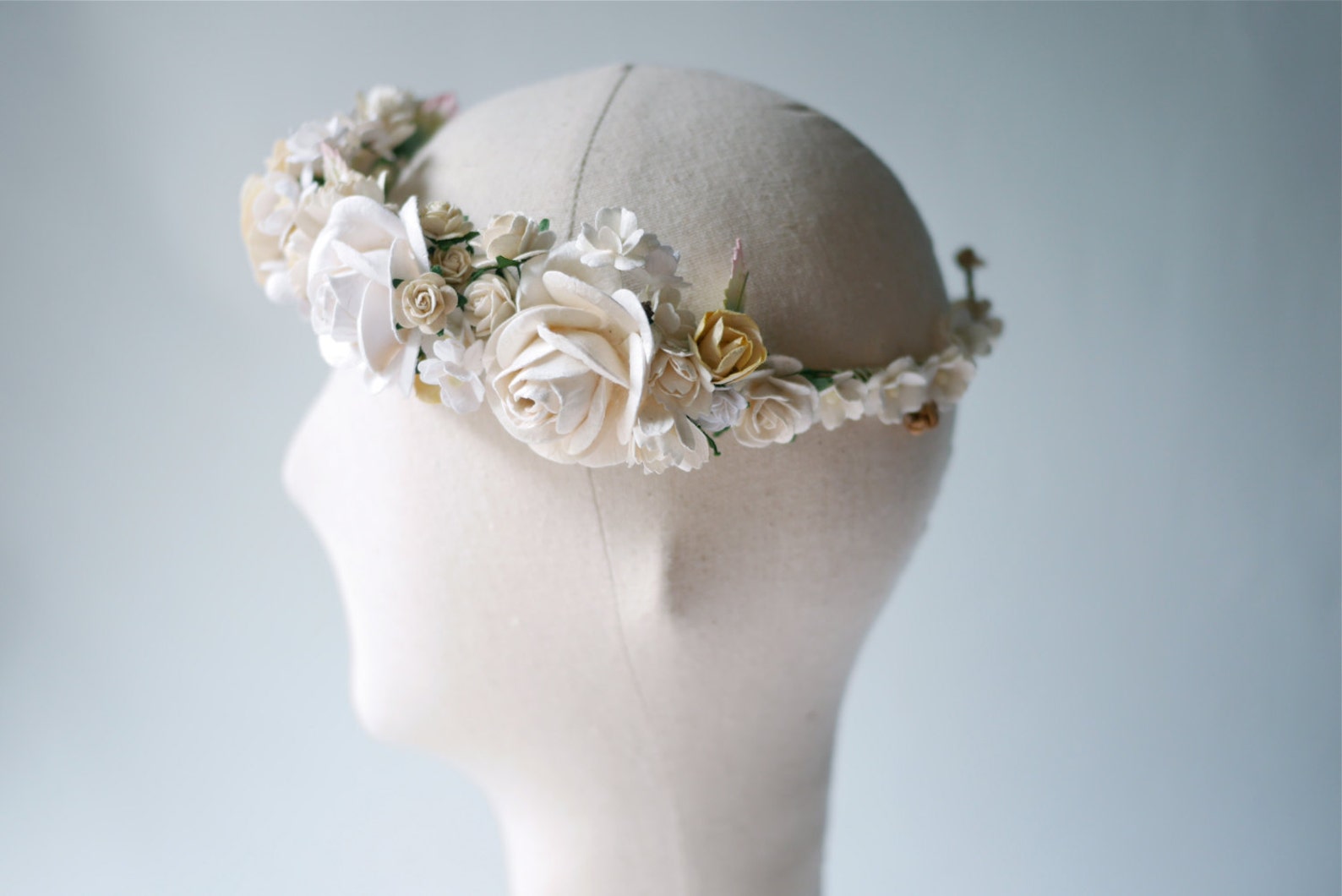 Paper Flower Crown Headband Wedding Ivory Cream and White - Etsy