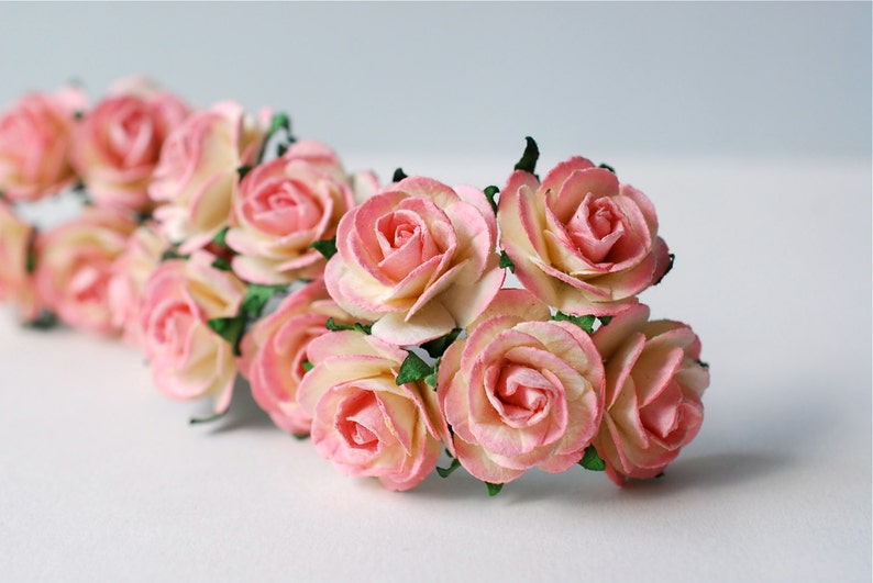 Paper Flower 50 Pieces Mini Rose Size 2.5 Cm. Pink Brush - Etsy