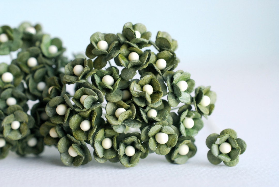 100 Handmade Dark Green Paper Flowers: 1cm Creeping Flowers - Etsy
