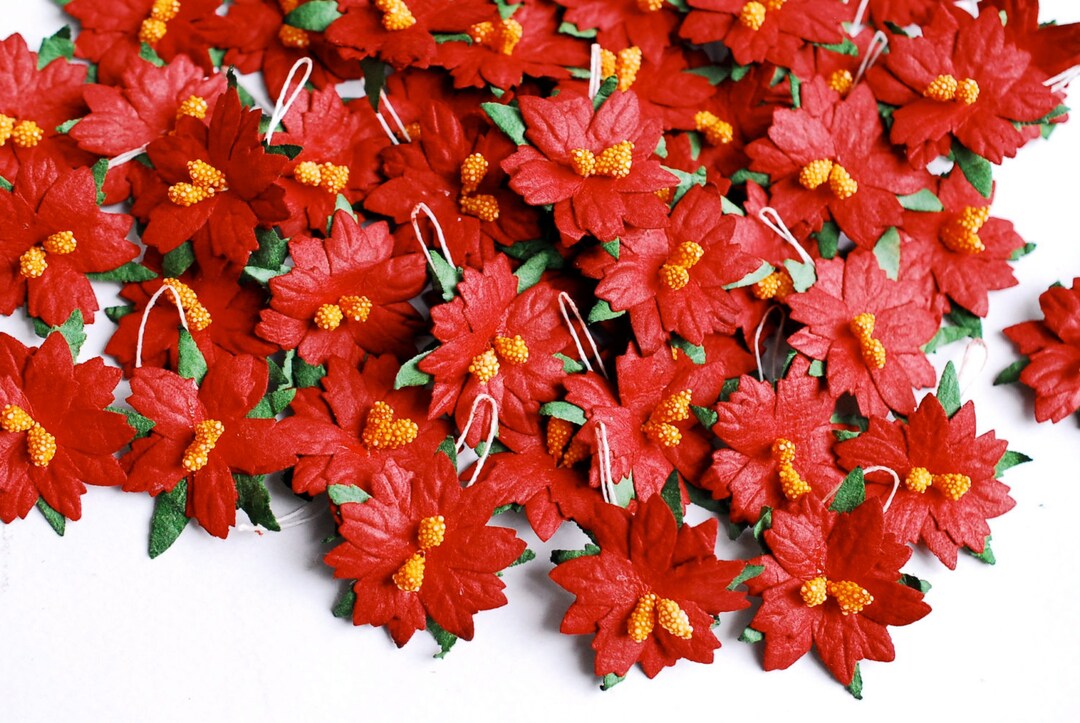 Paper Flower, 50 Mini X Mas Flower, Red Color. - Etsy