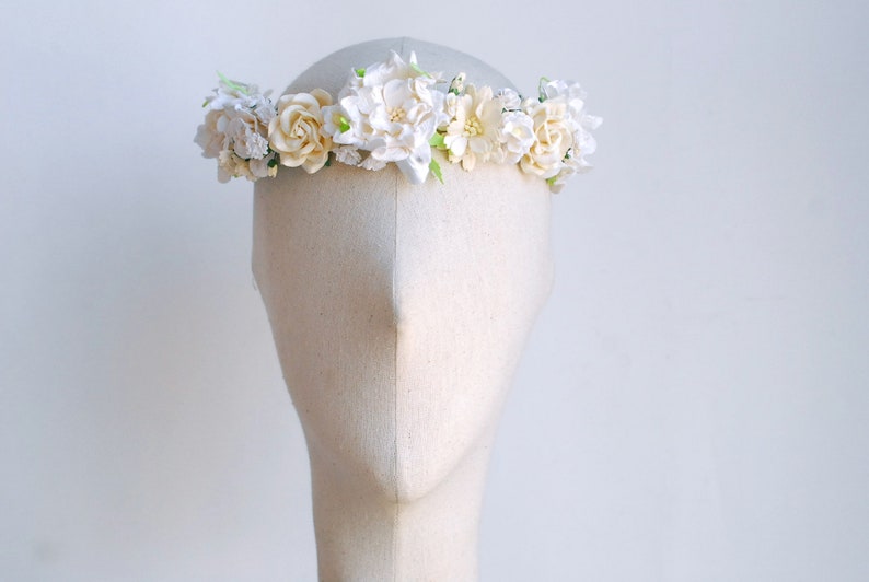Handmade Paper Flower Crown: Ivory Wedding Headband - Etsy