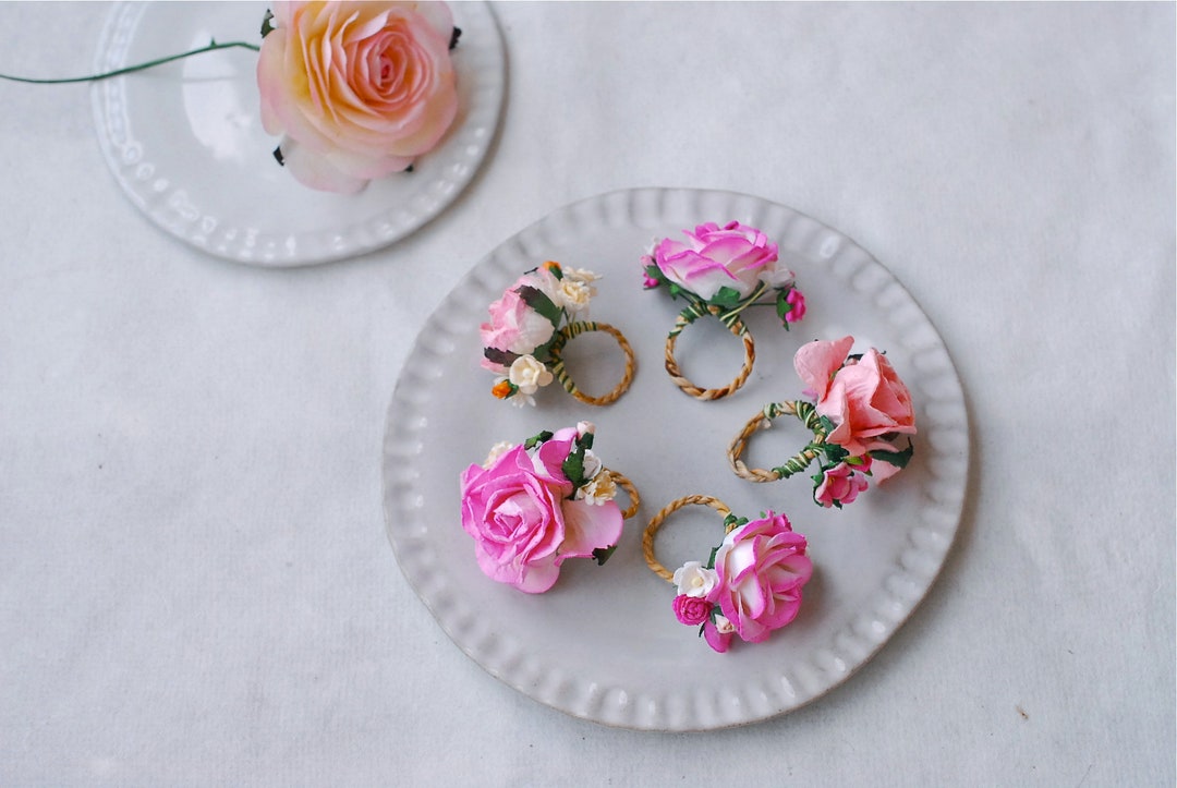 Paper Flower Ring, DIY Ring, 5 LUV Rose, Peony Paper Ring Small Flowers ...