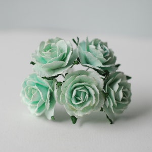 Paper Flower, 50 Pieces Mini Roses, MINT Color. - Etsy