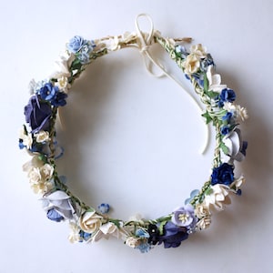 Paper Flower, Crown, Headband, Wedding, Ivory, Wooden Blue, 2tone Blue ...