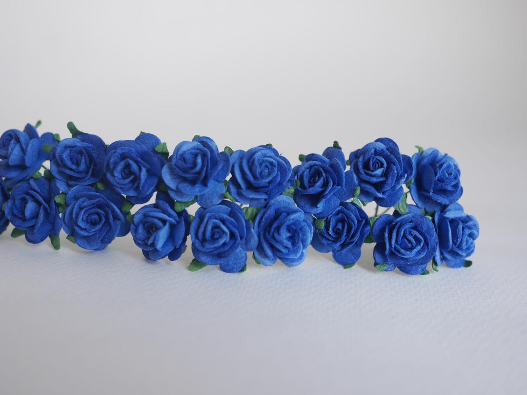 Handmade Royal Blue Paper Roses: 50 Mini Flowers, DIY Wedding Supplies ...
