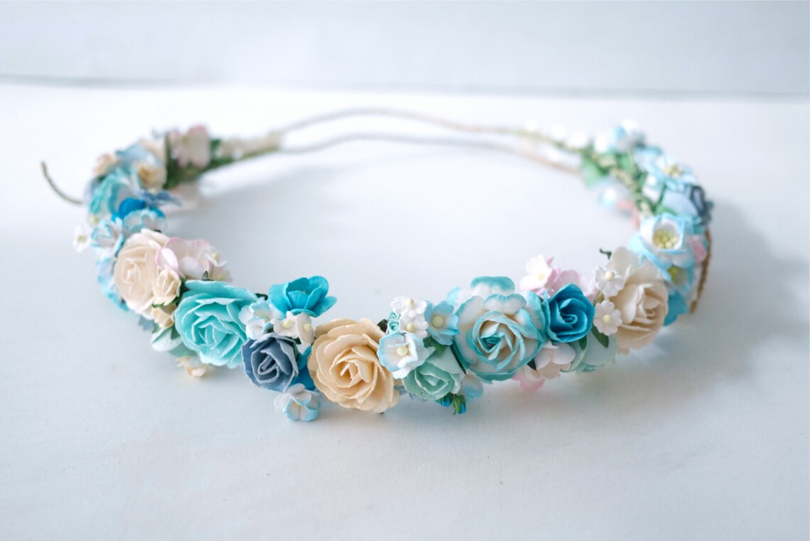 Paper Flower Crown Headband Wedding Rose and Budding | Etsy
