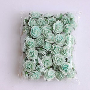 Paper Flower, 50 Pieces Mini Roses, MINT Color. - Etsy
