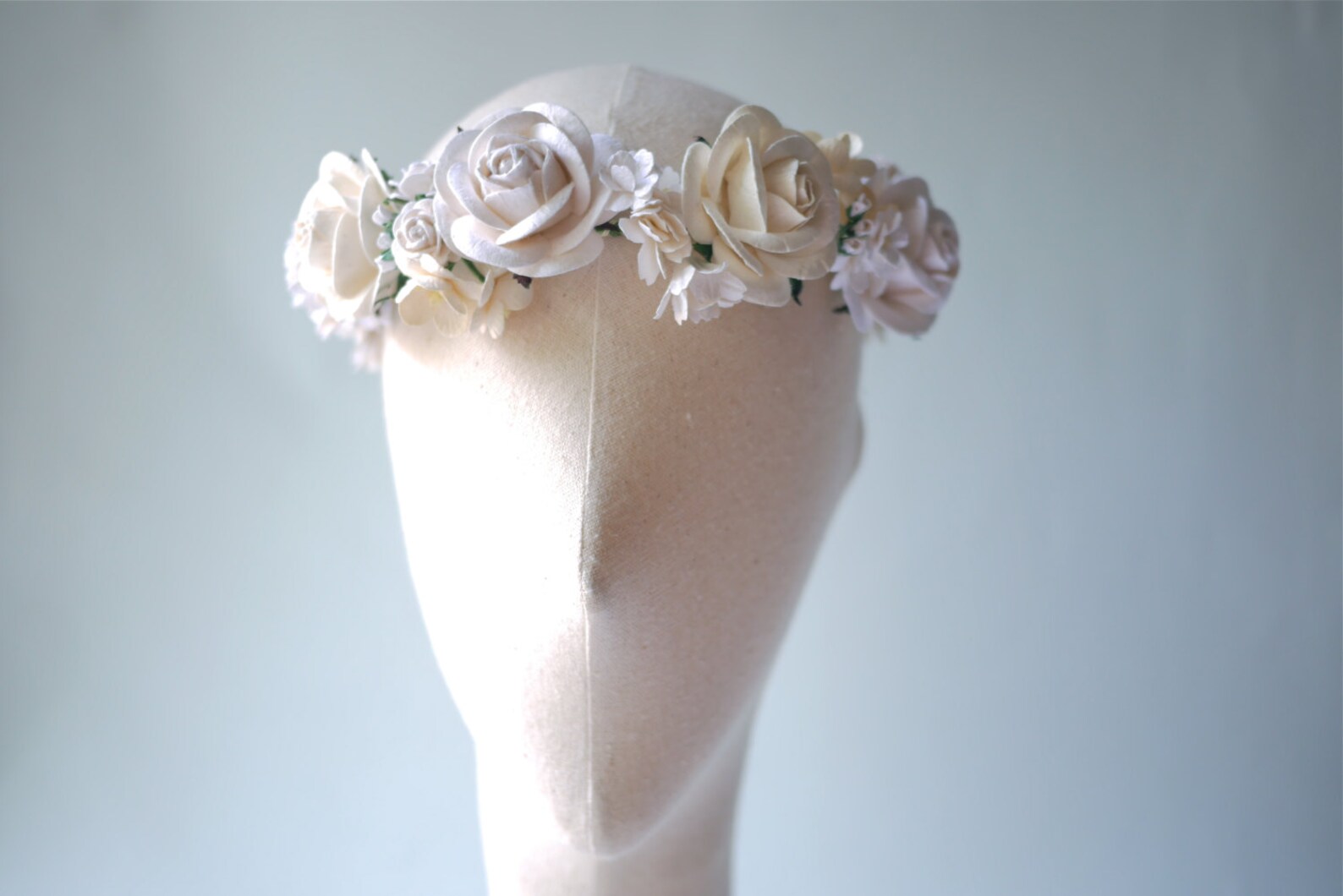 Paper Flower Crown Headband Wedding White and Off-white | Etsy