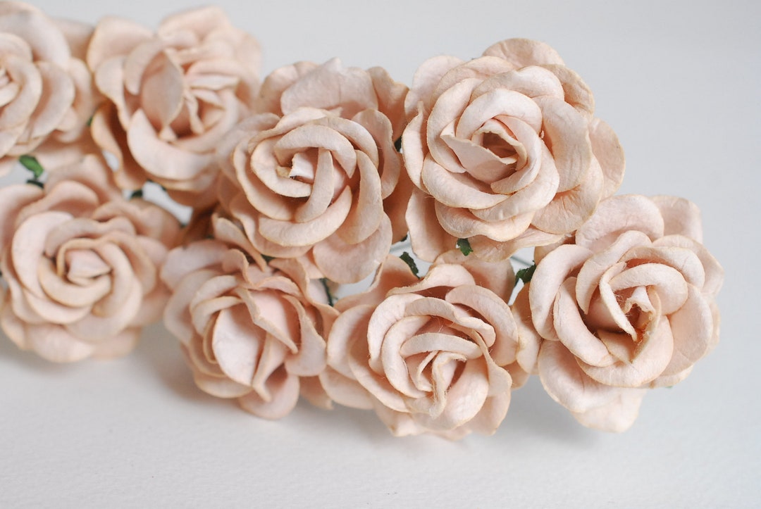 Paper Flower, 25 pieces mulberry rose size 3.5 cm. roses, curve petals ...