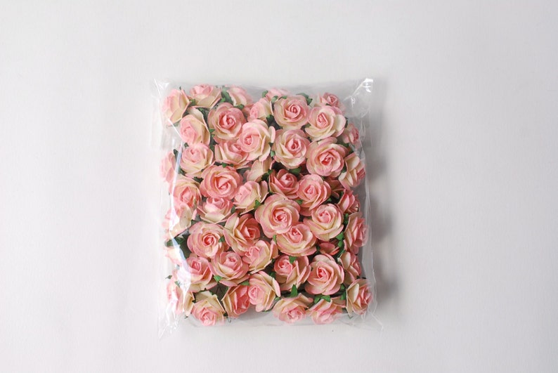 Paper Flower 50 Pieces Mini Rose Size 2.5 Cm. Pink Brush - Etsy