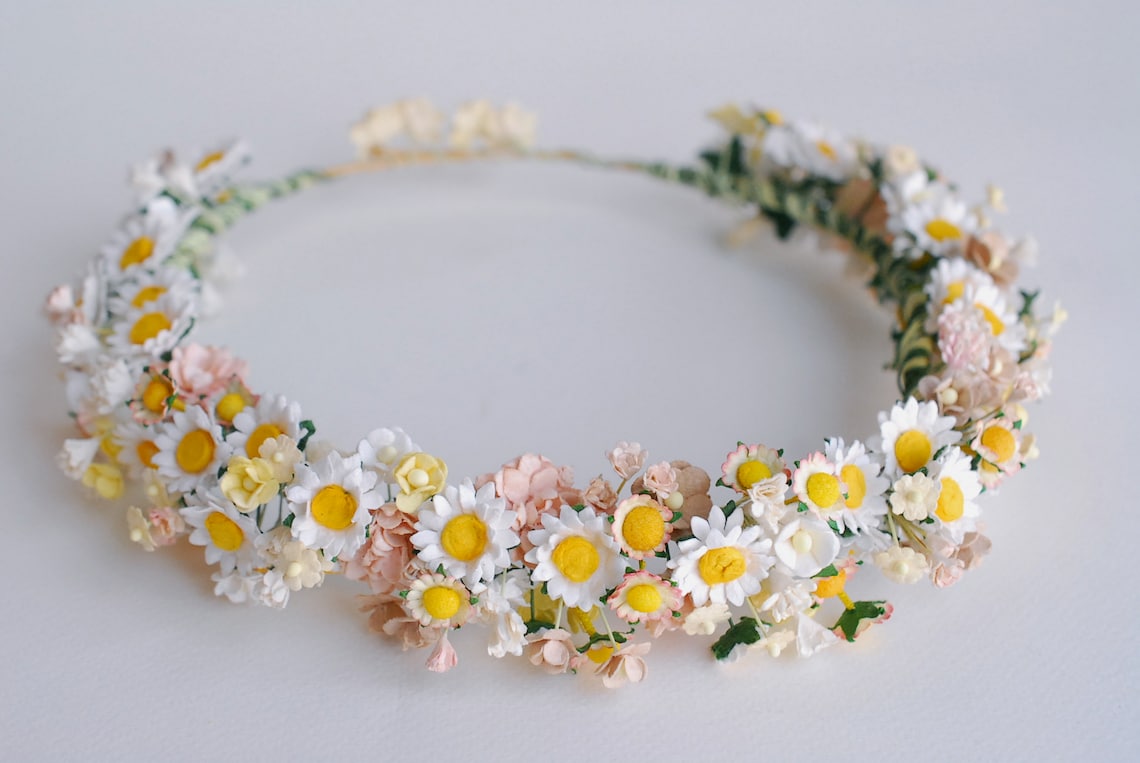 Paper Flower handmade flowers Crown Headband Wedding | Etsy