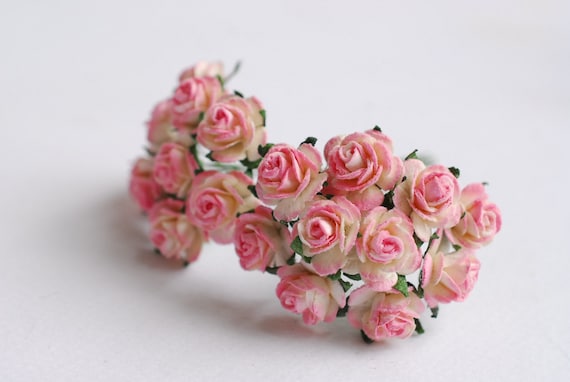 100 Pieces Roses Paper Flower Pink Brush Color. | Etsy