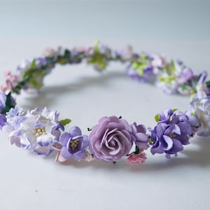 Paper Flower, Bridal Flower Crown, Headband, Purple Tone Color. - Etsy