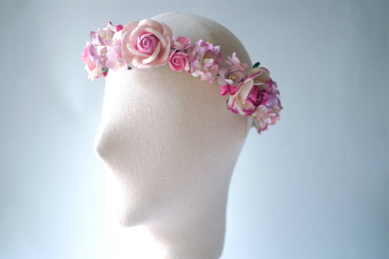 Paper Flower, Crown, Headband, Wedding, Pink Tone Color. - Etsy