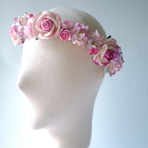 Paper Flower, Crown, Headband, Wedding, Pink Tone Color. - Etsy