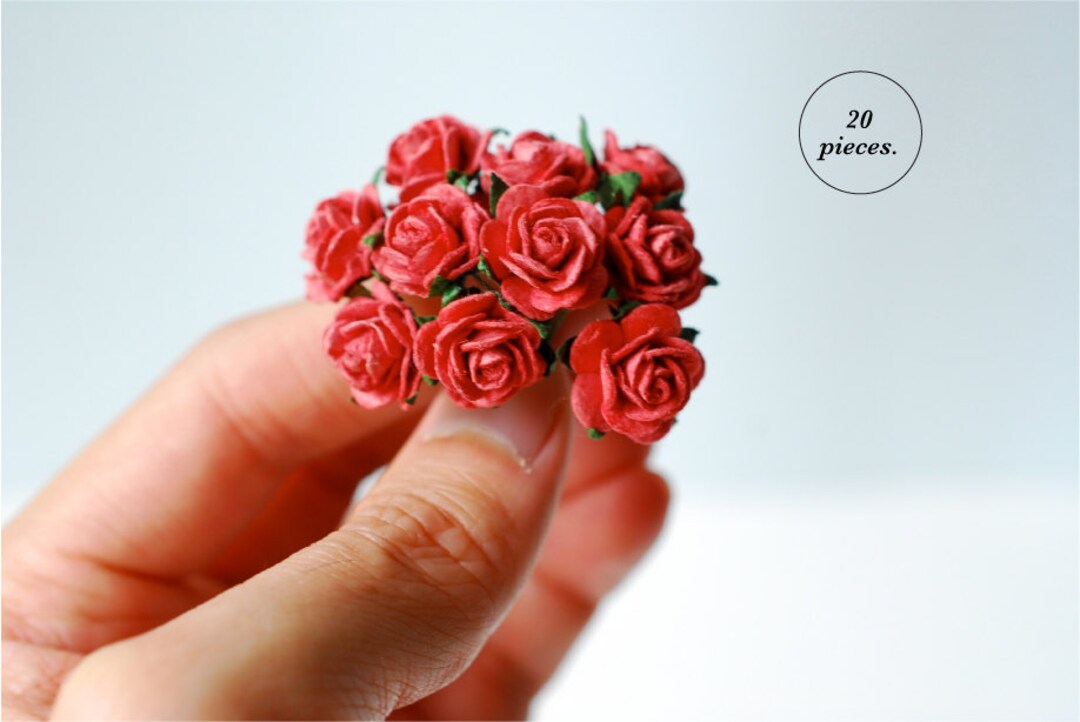 Paper flower,20 Pieces mulberry rose, red maroon color, HANDMADE ...