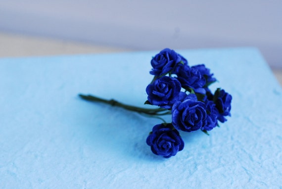 100 Pieces Mini Rose Paper Flower Blue Color. - Etsy