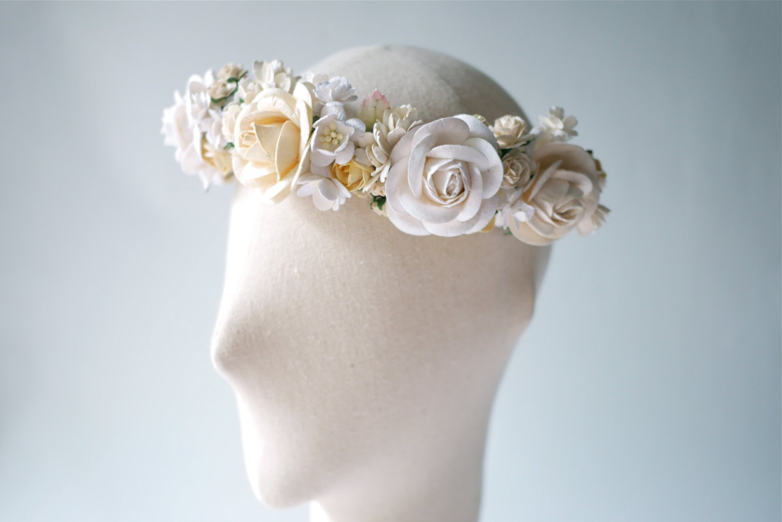 Paper Flower Crown Headband Wedding Ivory Cream and White - Etsy