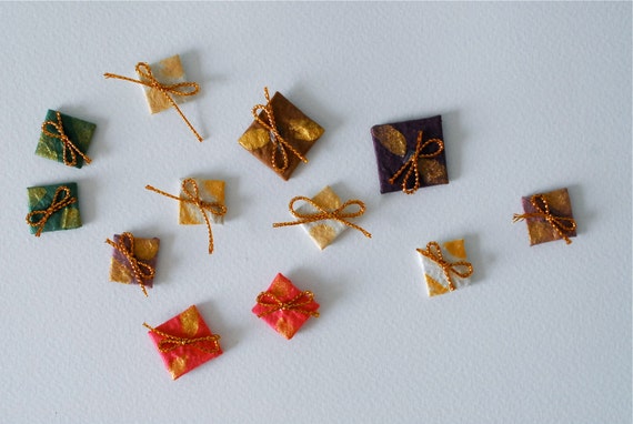 Small paper boxes flat decorations 12 pcs. size 2x2 cm. | Etsy