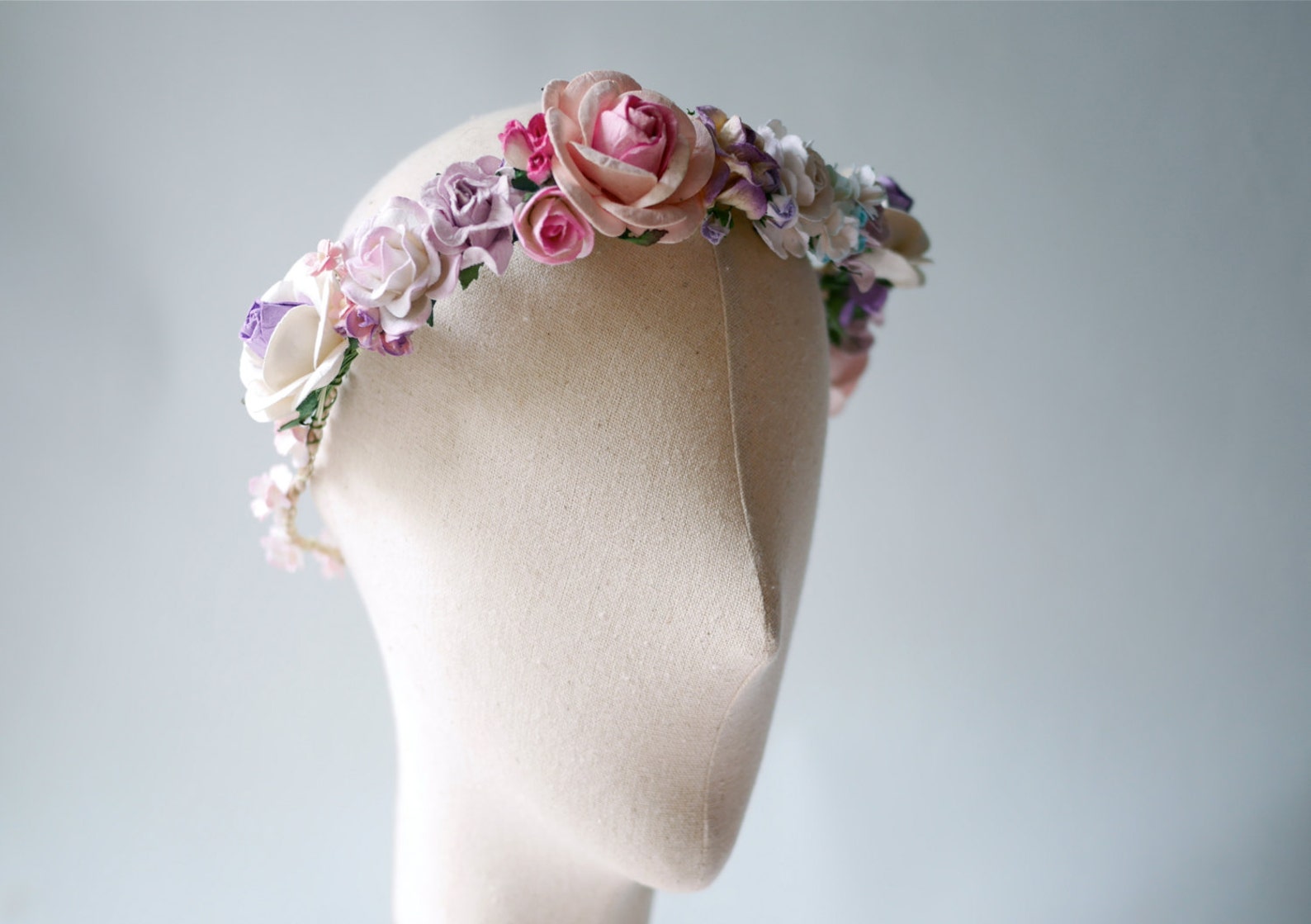 Paper Flower Crown Headband Wedding Pink Purple Pink - Etsy