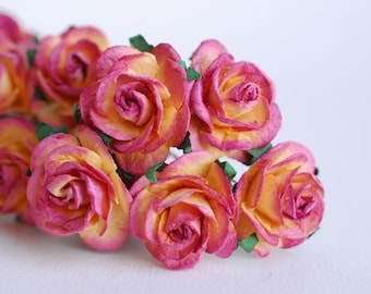 Paper Flower 50 Pieces Mini Rose Size 2.5 Cm. Pink Brush | Etsy