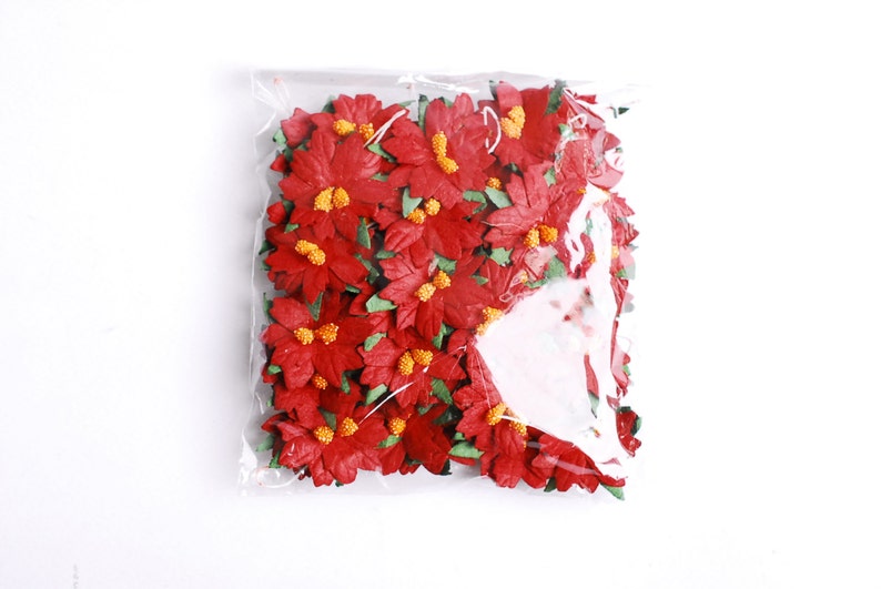 Paper Flower 50 Mini X Mas Flower Red Color. - Etsy