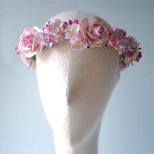 Paper Flower, Crown, Headband, Wedding, Pink Tone Color. - Etsy