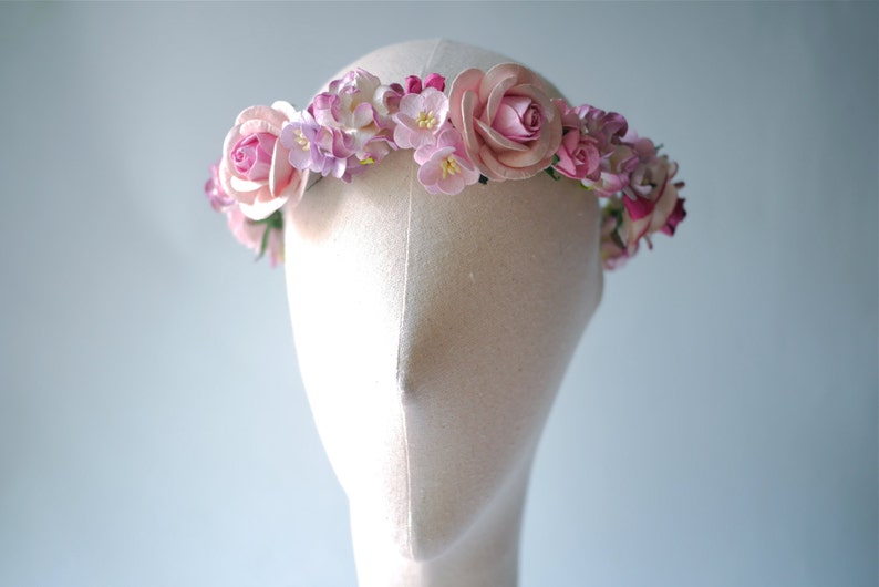 Paper Flower, Crown, Headband, Wedding, Pink Tone Color. - Etsy