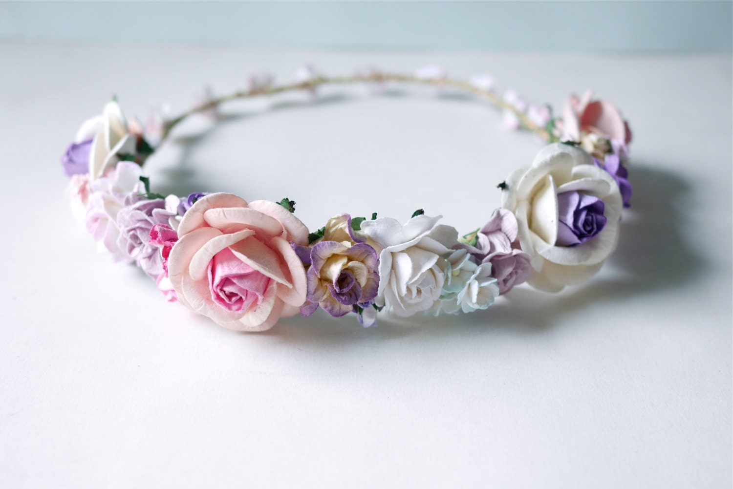Paper Flower Crown Headband Wedding Pink Purple Pink - Etsy