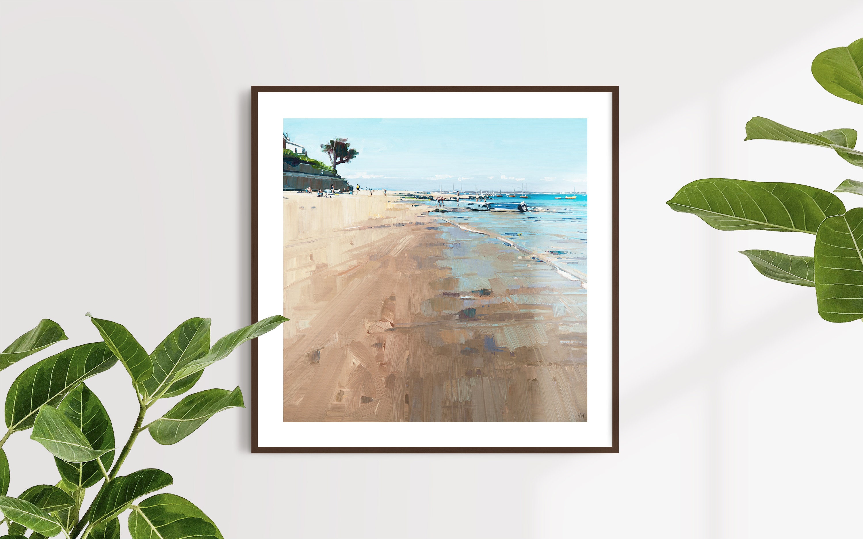 Isle of Wight Coastal Beach Art Print of Original Oil Painting "seaview ...