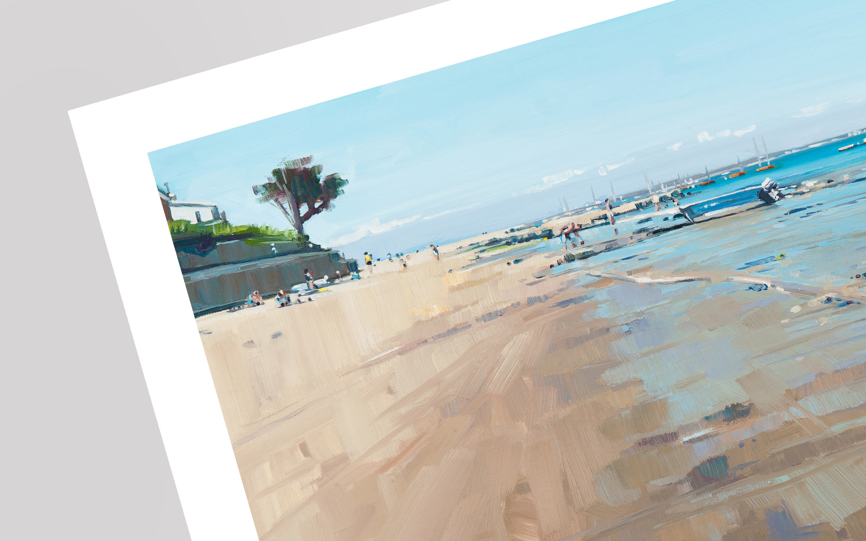 Isle of Wight Coastal Beach Art Print of Original Oil Painting "seaview ...