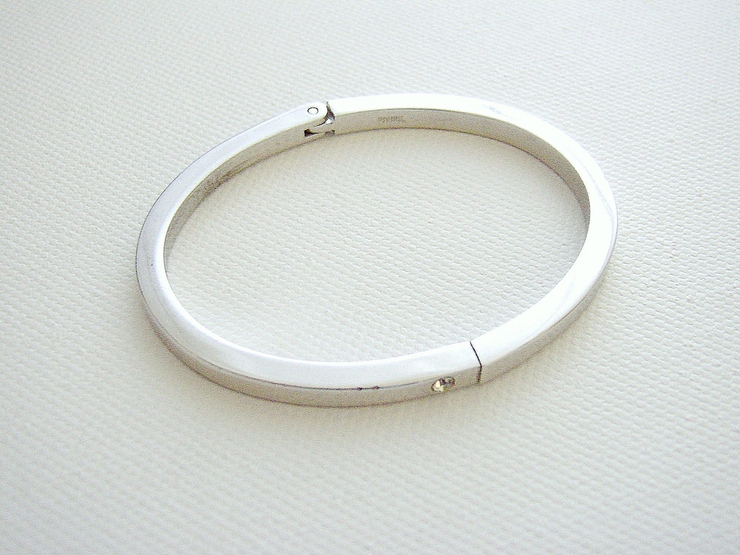 Vintage TRIFARI Crown Bangle Bracelet: Rhodium Plated Rhinestone, 1940s ...