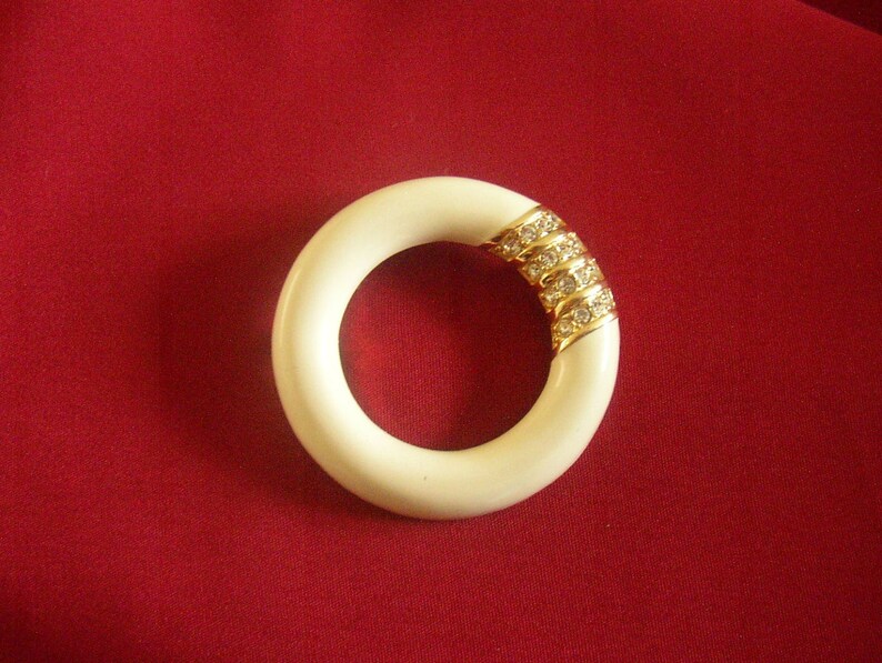 SWAROVSKI S.A.L. Circular Pin Set With Clear Crystals Ivory Colored ...