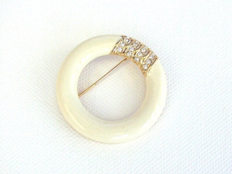 SWAROVSKI S.A.L. Circular Pin Set With Clear Crystals Ivory Colored ...