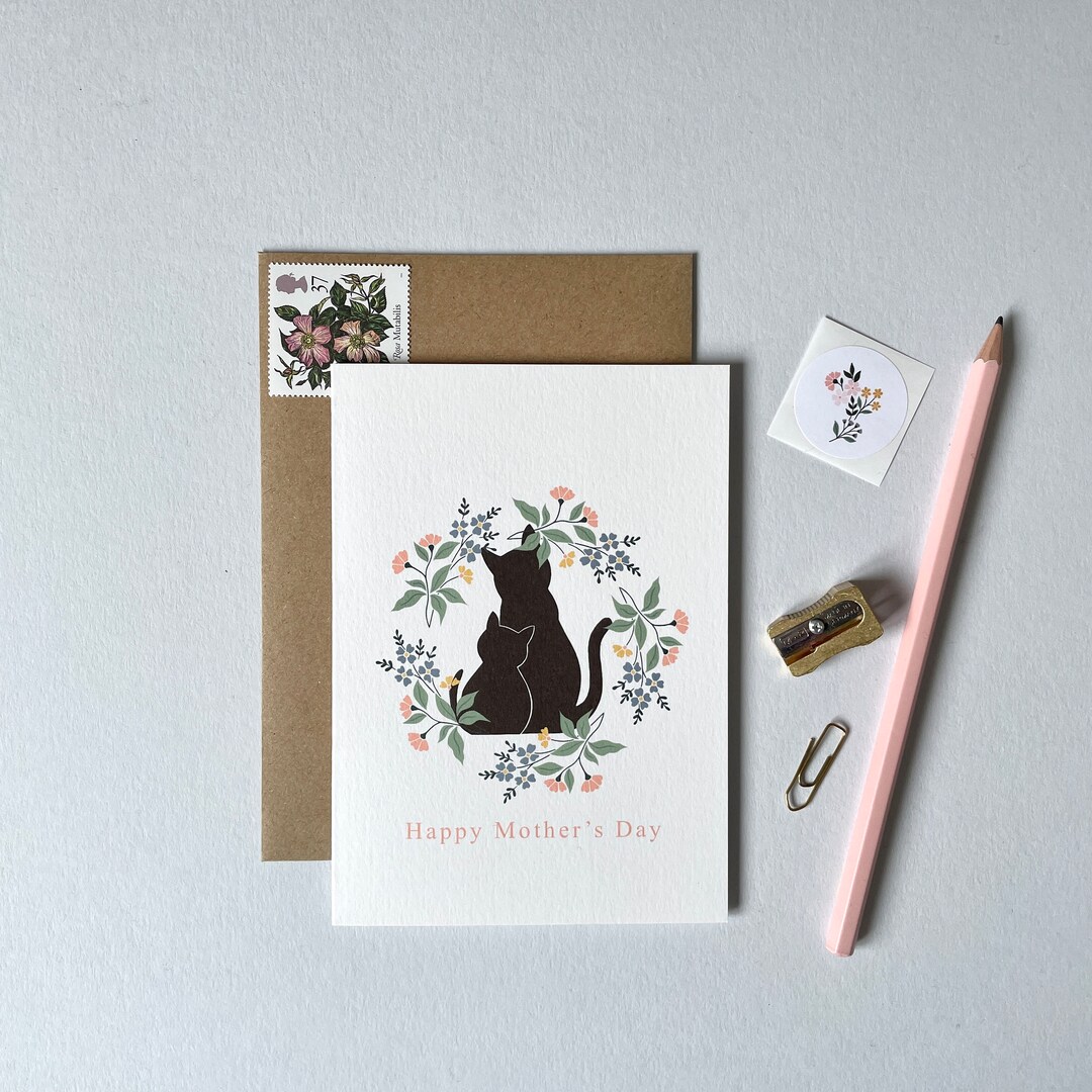 Mothers Day Cat and Kitten Card Cute Cat Card Cat Lover - Etsy