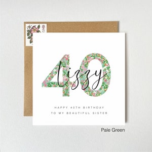 Personalized 40th Birthday Card: Floral Fabric Design, Custom Name - Etsy
