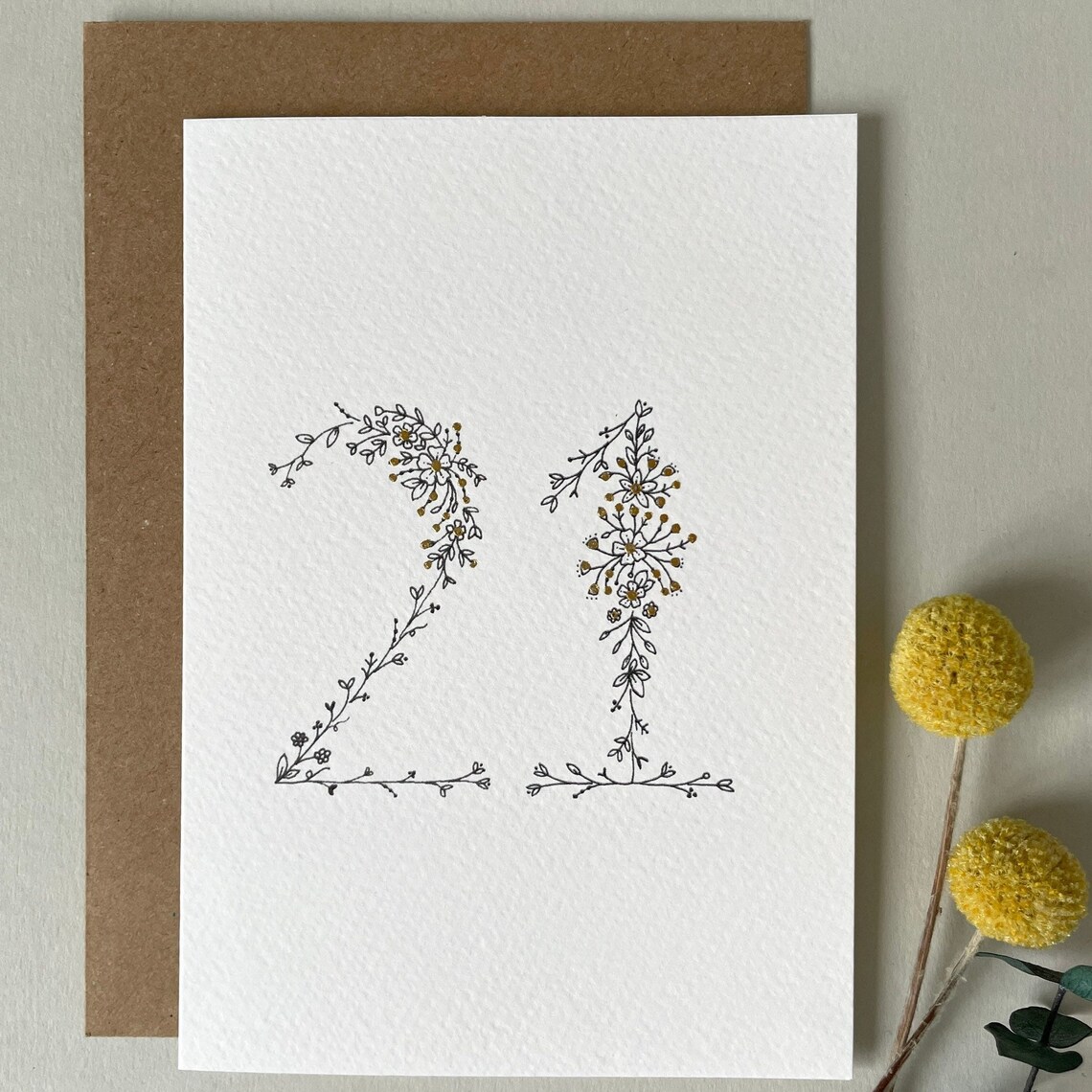 21st Birthday Card Luxury Hand Illustrated Birthday Card - Etsy