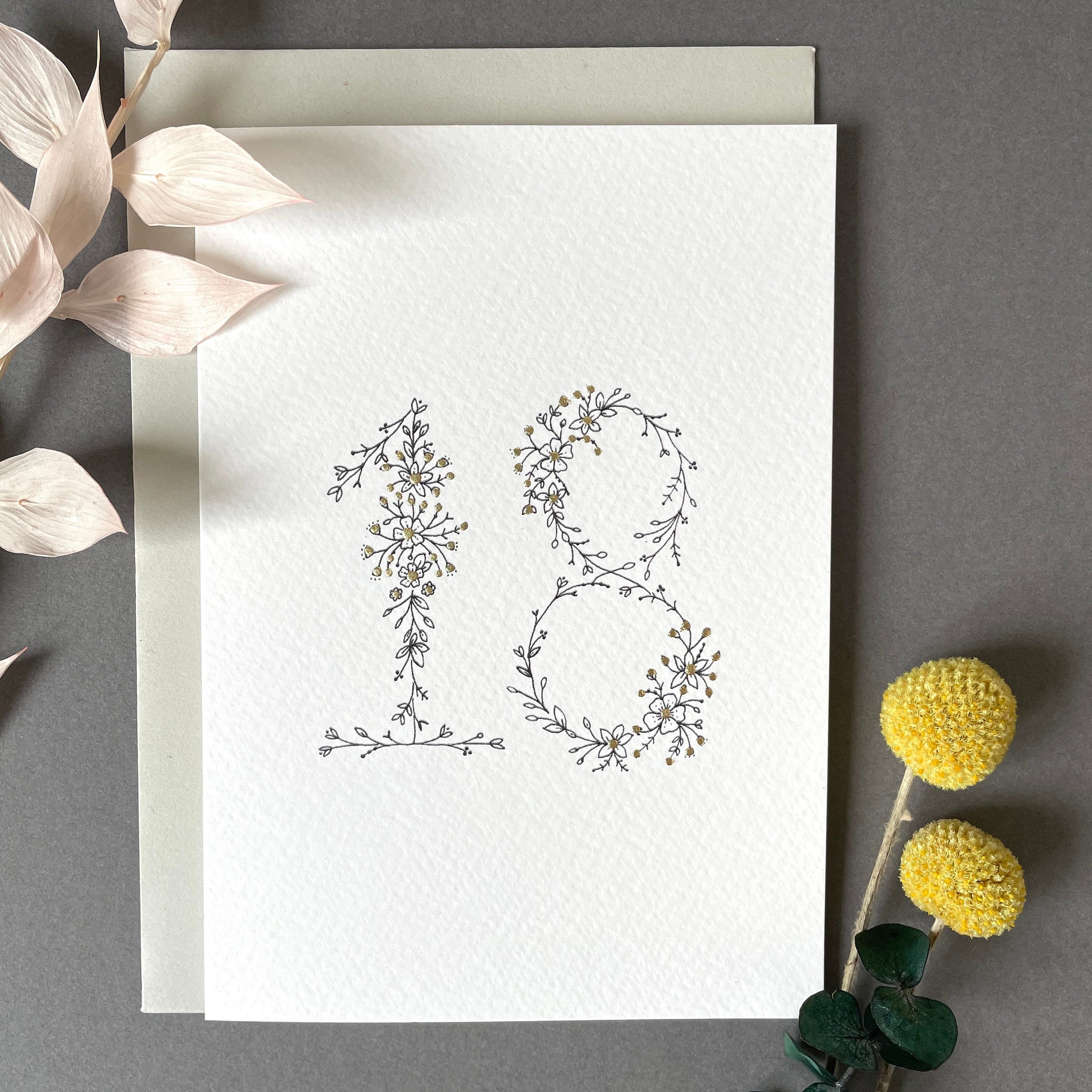 18th Birthday Card Luxury Hand Illustrated Birthday Card | Etsy