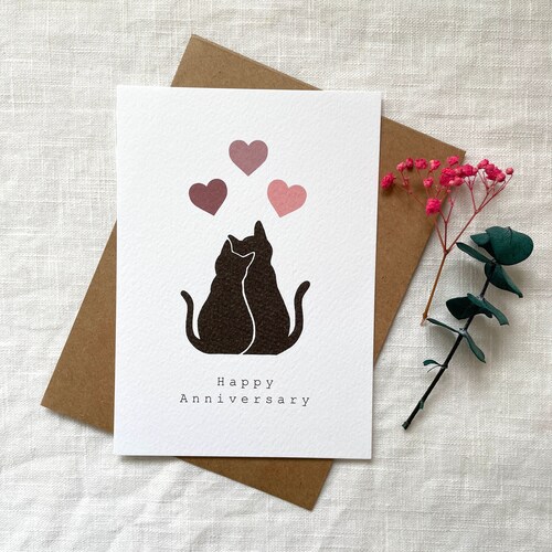 Anniversary Card Happy Anniversary Cats - Etsy UK
