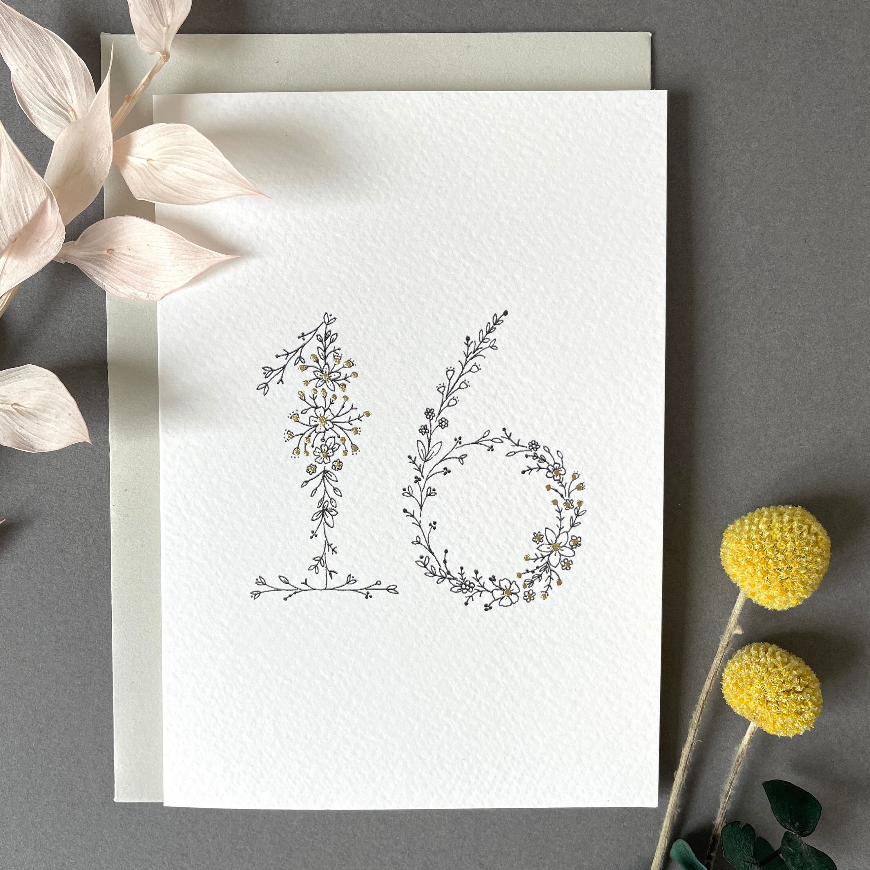 16th Birthday Card Luxury Hand Illustrated Birthday Card | Etsy UK