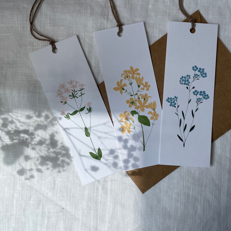 Wildflower Bookmarks Set of 3 Book Lover Gift Bookmark - Etsy UK
