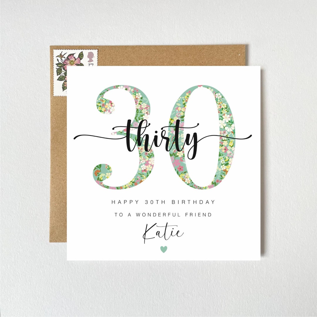 Personalised 30th Birthday Card | Calligraphy Birthday Card | Custom ...