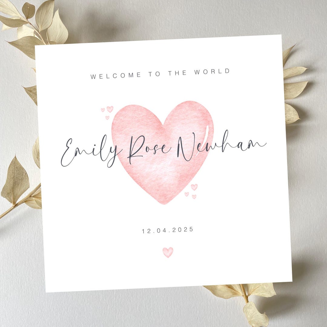 Personalized New Baby Girl Card: Welcome to the World - Etsy UK