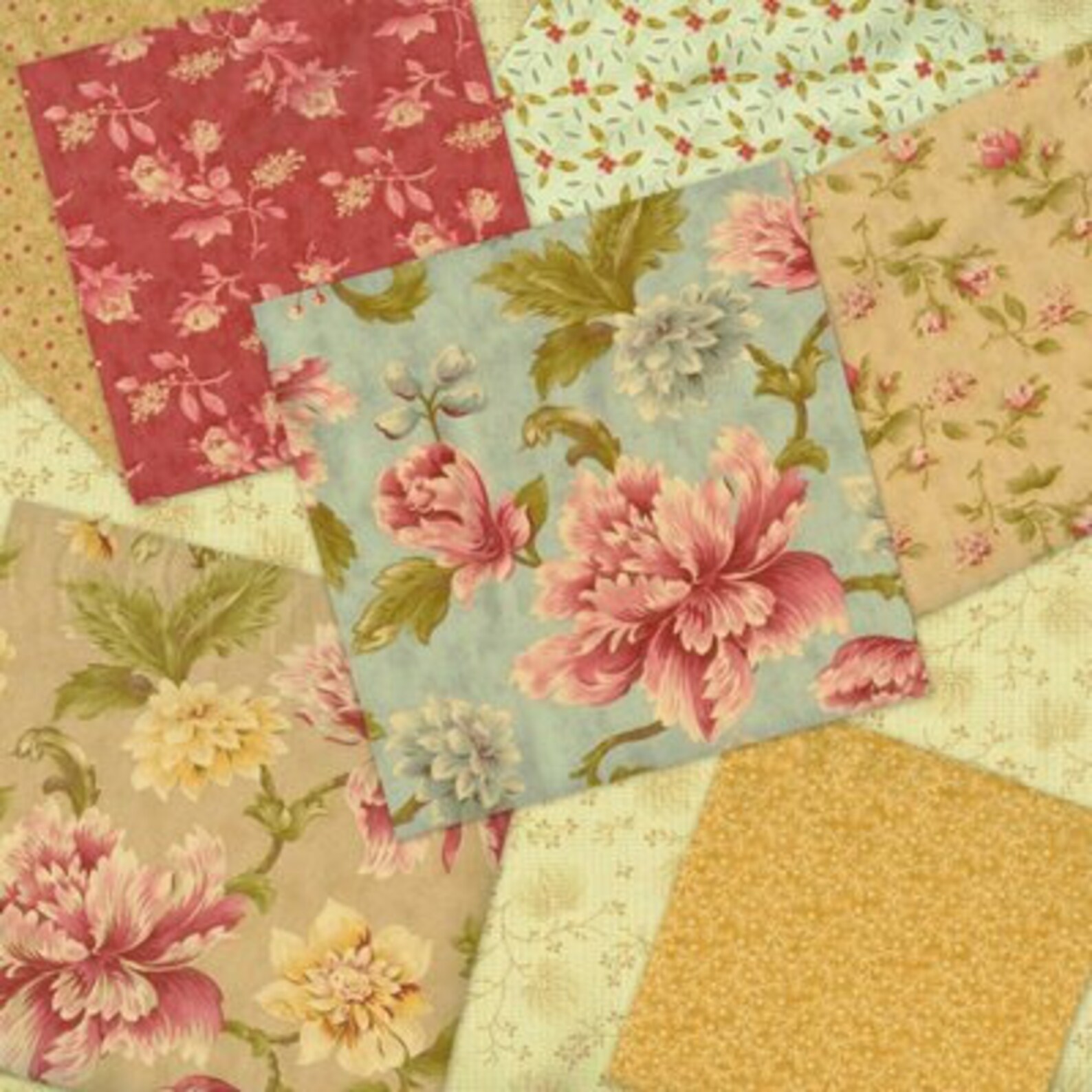 Vintage Like, Shabby Chic Handmade Quilt, Moda Fabrics in Gold, Cream ...