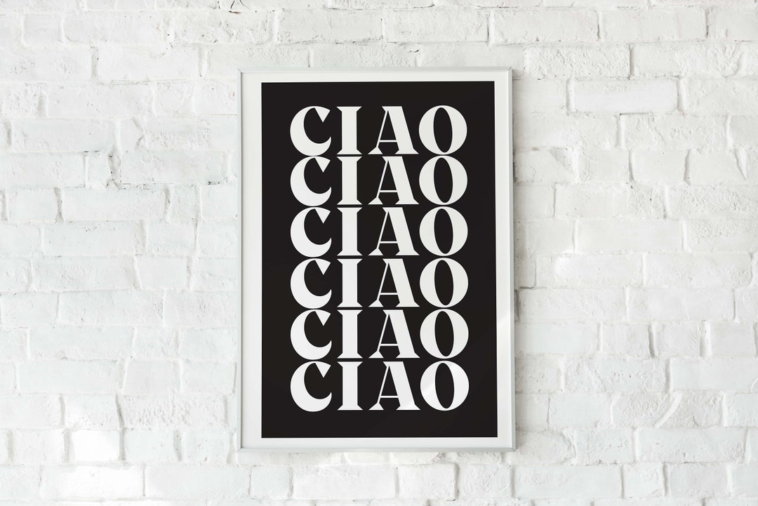 CIAO Typography Italian Wall Art - Digital Poster Print - Instant ...