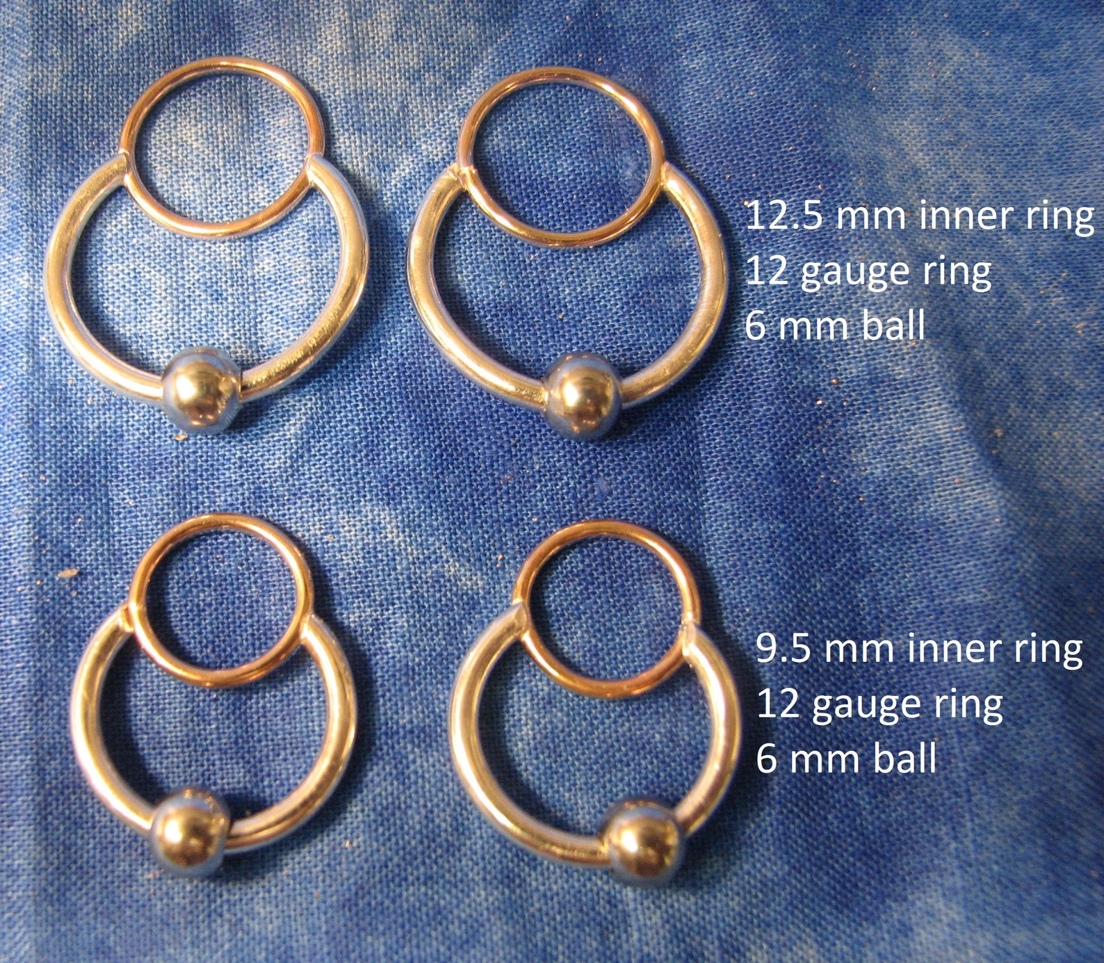 Fake 12 or 14 Gauge Ring W/ Stainless-steel Ball Pair of - Etsy