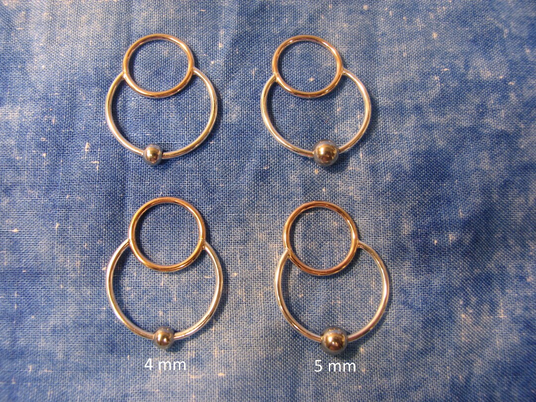 Fake Ring W/ Stainless-steel Ball – Pair of Handmade, Non-pierced ...