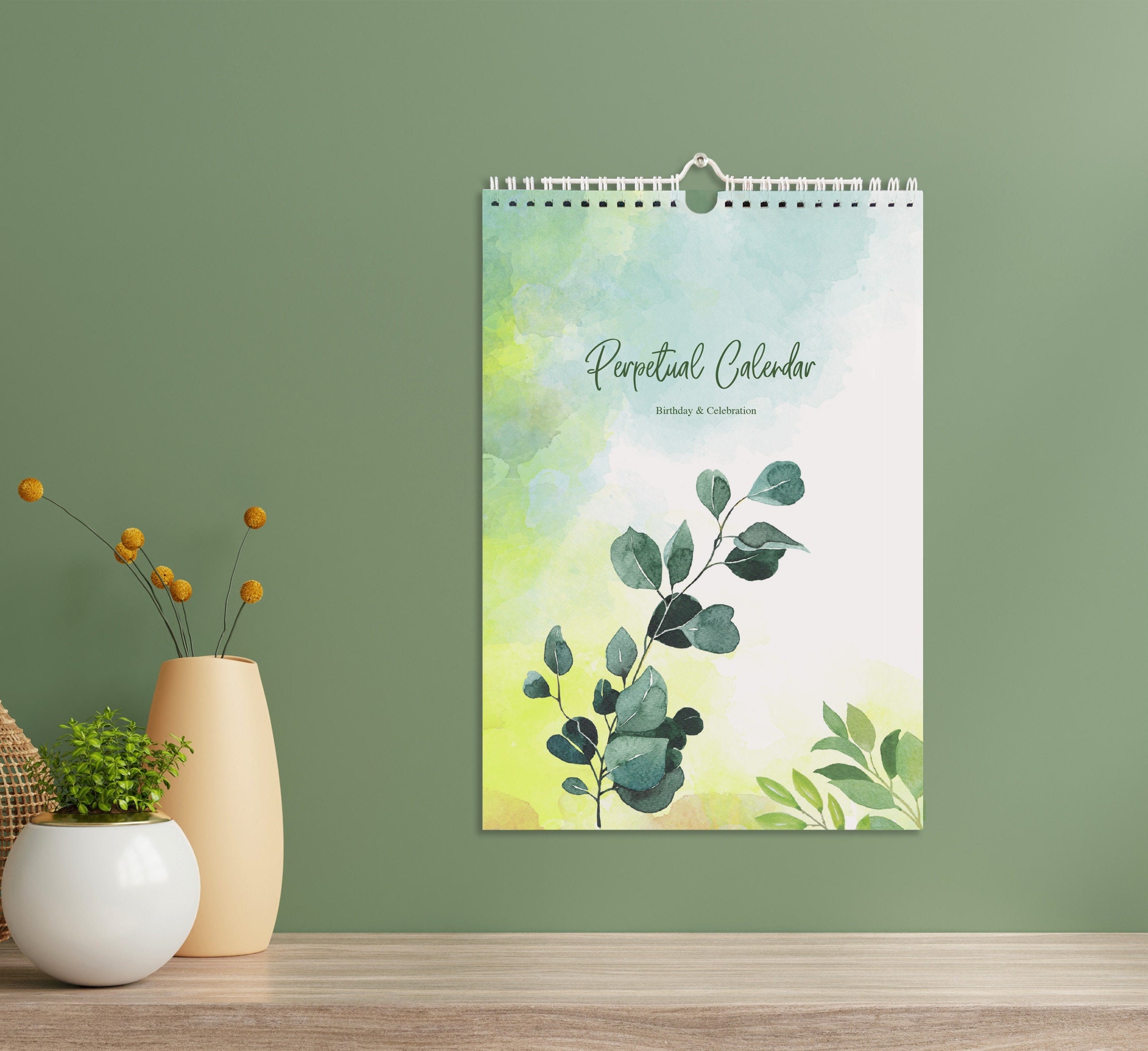 Botanical Art Calendar, Perpetual Calendar, Floral Illustration ...