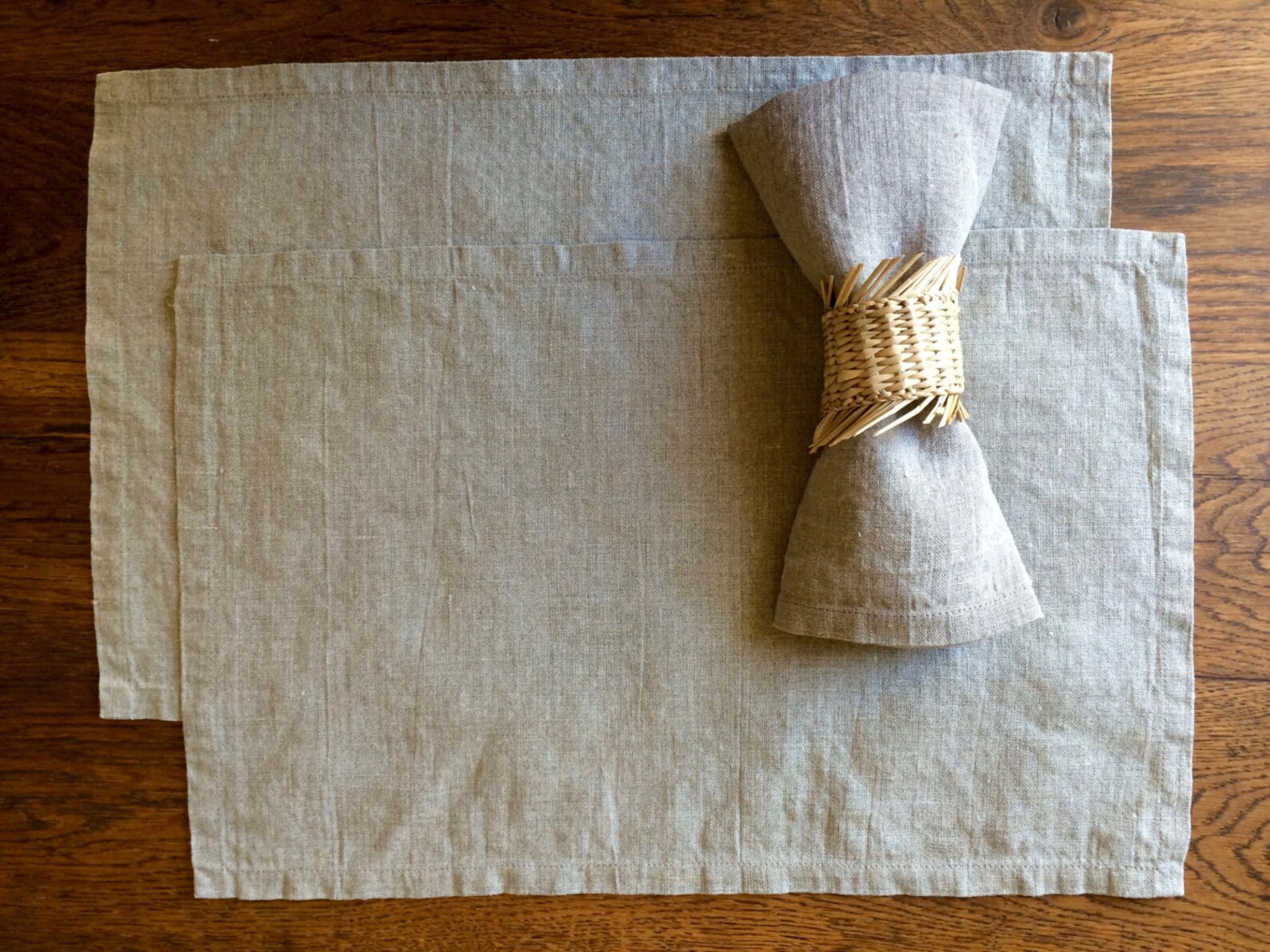 Natural Linen Placemat Set of 2- Washed Linen Placemat- Dining Table ...